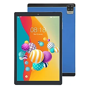 AYNEFY Android Tablet 10 Inch, 128GB Tablet 10.1 Inch Blue 6GB 128GB 10 Core CPU 8800mAh Dual Band 5G WiFi Type C MT6592 10.1 Inch Tablet 100‑240V (US Plug)