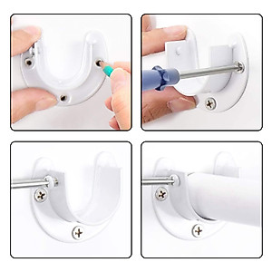 Shonmogar Closet Rod Bracket 6 Pack Closet Pole Brackets for Wall with Screws,Stainless Steel Rod Flange Holder for Closet Curtain White Closet Pole Holder Wall Mount for 1-1/4 Inch Pole