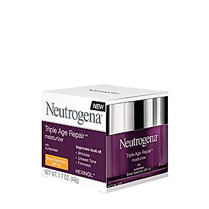 Neutrogena Triple Age Repair Anti-Aging Daily Facial Moisturizer with SPF 25 Sunscreen & Vitamin C, Firming Face & Neck Cream for Dark Spots with Glycerin & Shea Butter, 1.7 Ounce