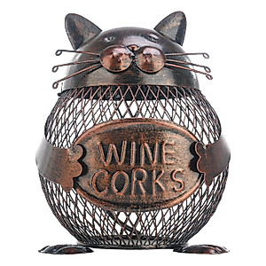 Too-arts Practical Kitten Wine Cork Container Iron Piggy Bank Handcraft Home Decoration Gift