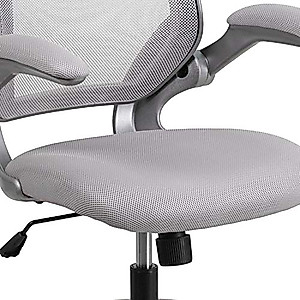 Flash Furniture Kale Mid-Back Gray Mesh Swivel Ergonomic Task Office Chair with Gray Frame and Flip-Up Arms
