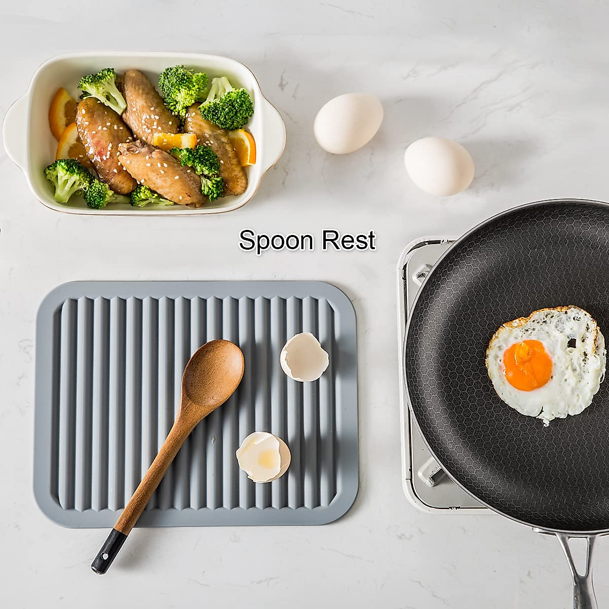 Extra Large, Extra Thick Rectangular Silicone Trivet Mat Set for Hot Dishes,Pots and Pans, Kitchen Hot Pads for Countertop and Table,Dishing Drying Mats, Set of 2 (Merlot Red)