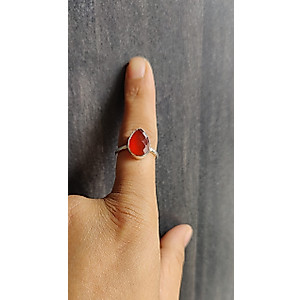 Handmade Jewelry, Carnelian Ring, Ring for Women, 925 Solid Sterling Silver Ring, Boho Ring, Statement Ring, Carnelian Gemstone, Women Ring, Gift for Her (925 Solid Silver, 8.50)