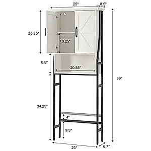 MXARLTR Over The Toilet Storage Cabinet, Over Toilet Bathroom Organizer with Barn Doors Above Toilet Storage Cabinet