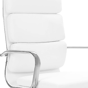 LANDSUN Executive Office Chair Leather High Back Home Computer Desk Chair with Wheels and Arms Soft Padded Comfortable Swivel Adjustable Height White…