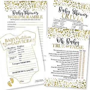 50 Gold Baby Prediction And Advice Cards, Trivia Games, etc, 25 Baby Animal Matching, Nursery Rhyme Game - 6 Double Sided Cards Baby Shower Games Funny, Baby Shower Ideas Baby Sprinkle Games