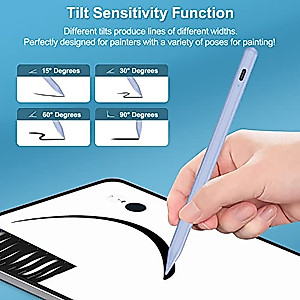 Stylus Pen for iPad 9th&10th Generation - 5 Minutes Fast Charge Digital Pen - Compatible with 2018-2023, Apple iPad Pro 11/12.9 Inch,iPad 6-10 Gen,iPad Mini 5-6 Gen,iPad Air 3-5 Gen-Purple