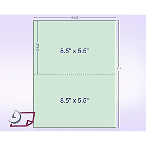 NextDayLabels - Pack of 500 Sheets, 8-1/2 x 11" Letter Size Perforated Paper (Green, Perf @ 5-1/2")
