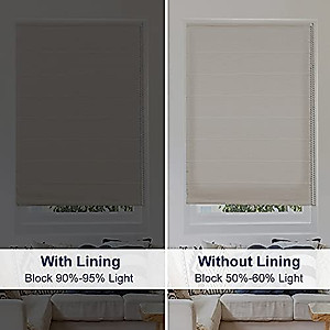 Sunbox Cordless Roman Shades for Windows, Fabric and Texture Roman Shade,Window Treatments,for Home,Bedroom,French Door,Linen