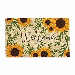 DII Natural Coir Doormat Outdoor Welcome Mat, 17x29, Sunflower