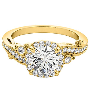 AoneJewelry Diamond Engagement Ring For Women 1 Carat Round Shape White Diamond Prong Setting 43 Stones Engagement Aniversary Ring In 18K Solid Rose, White & Yellow Gold Collection