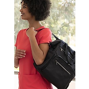 HeartSoul Women's Convertible Bella Backpack, Nurse Backpack for Work, One size, Black Pebble w/Black Straps