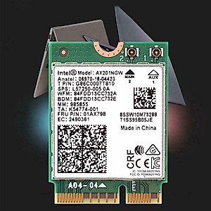 AX201NGW WiFi Card,WiFi 6E M.2 Laptop 2.4Gbps 802.11ax Wireless Intel AX201 Wireless Card 11AX WiFi Adapter with Bluetooth 5.3 MU-MIMO for Windows 10, 64-bit, Google Chrome OS, Linux(64bit)