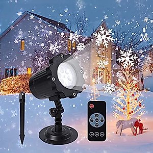 Christmas Snowflake Projector Lights, Christmas Led Landscape Projector Lights Outdoor Waterproof, Snowfall Lights with Timing Function, 3 Installation Methods, Holiday Projector for Christmas Decor
