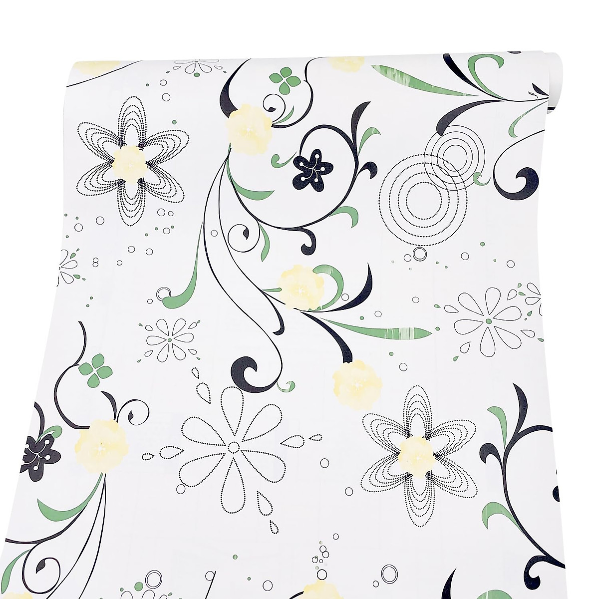 Yifely Yellow Blooms Furniture Paper Decorative Shelf Drawer Liner Self-Adhesive Storage Locker Decor 17.7 Inch by 9.8 Feet