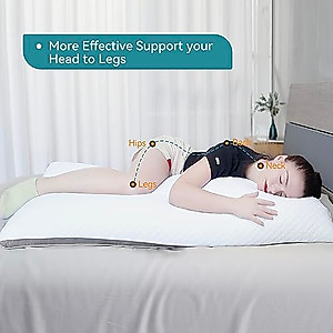 Oubonun 20x54 Full White Body Pillow for Adults, Big Long Bed Pillow for Sleeping, Premium Firm Body Support Pillows for Side Sleepers