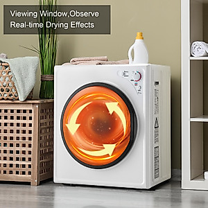 Winado Portable Clothes Dryer, 2.6 Cu.ft. Mini Laundry Dryer, 9LBS Compact Electric Dryer w/Simple Control Knob, Stainless Steel Tub, Wall Mounting Kits, for Apartments Dorms RVs 1400W