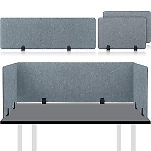 Yaomiao 3 Pcs Acoustic Desk Divider Soundproof Desk Privacy Panel Freestanding Desk Partitions Sound Absorbing for Students Office Reduce Noise Visual Distractions (47.3 x 16", 24 x 16", Light Gray)