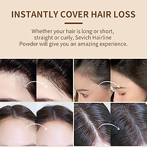 Instantly Hairline Shadow - SEVICH Powder for Grey Hair Root Touch Up, Thinning Hairline & Eyebrows/Beard Line, Windproof & Sweatproof, Brown