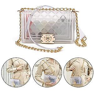 YING YUMEI Semi Clear Purse Stadium approved,Clear Crossbody Bag, Small Clear Gameday Clutch Cute Shoulder Jelly Handbag