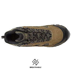 HI-TEC Yosemite WP Mid Waterproof Hiking Boots for Men, Lightweight Breathable Outdoor Trekking Shoes - Dark Green, 11 Medium