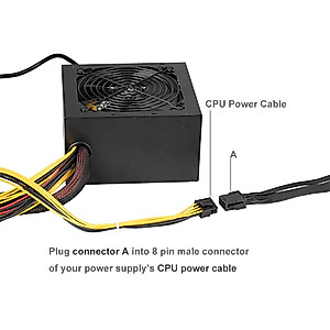 OwlTree 2 Pack EPS12V CPU 8 Pin Female to CPU ATX 8 Pin and ATX 4 Pin Male Power Supply Extension Cable EPS 12V for Motherboard 10.6 inch
