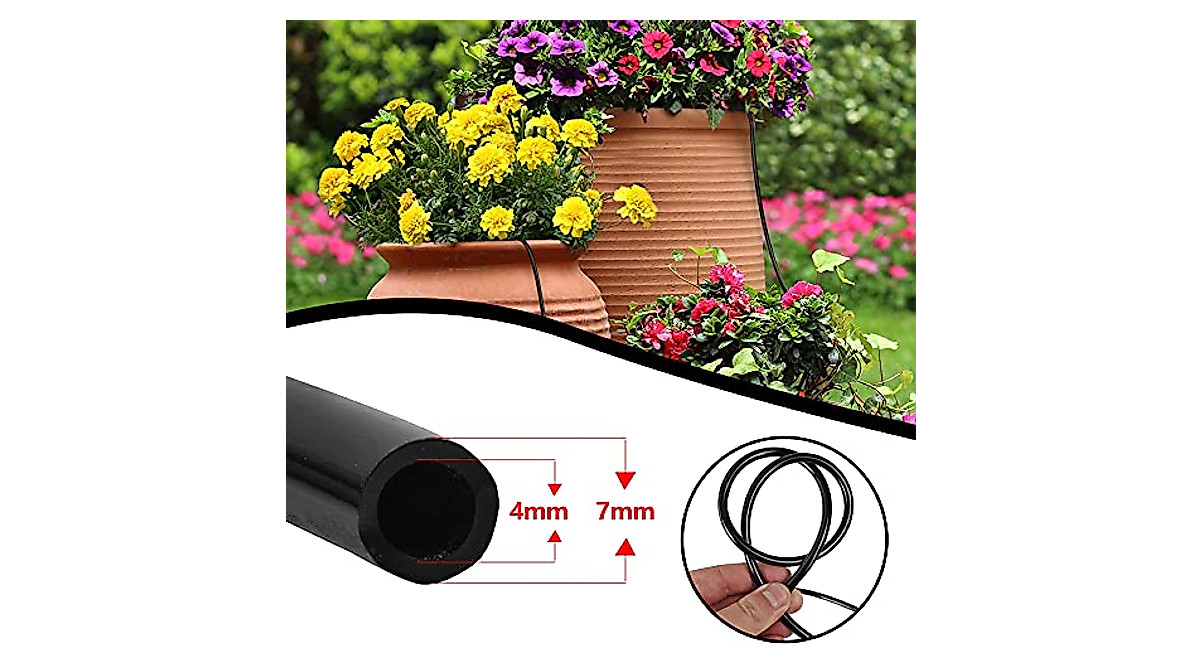 Hourleey 50ft 1/4" Drip Irrigation Tubing - Flexible & Durable