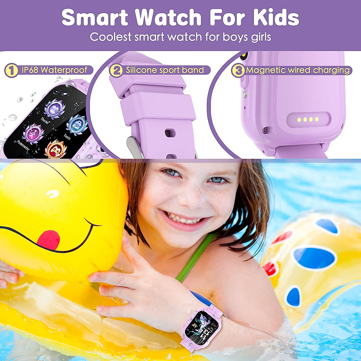 Smart Watch for Kids Boys Girls Learning Toys with 26 Games Camera Voice Music Video Player Recorder Pedometer Flashlight Alarm Clock Calendar IP67 Waterproof,4-12 Years Birthday