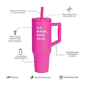 Best Valentine 40oz Tumbler for Her - Insulated Travel Tumbler with Handle, Lid and Straw - Gift for Mom & Mother In Law on Valentine's Day, Birthday & Mother’s Day - Hot Pink