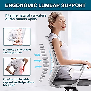 Adjustable Home Office Chair Mid Back Breathable Mesh, Height Adjustable, Comfortable Armrests, Padded Seat, Ergonomic Lumbar Support, Swivel Rolling, Tilting Function