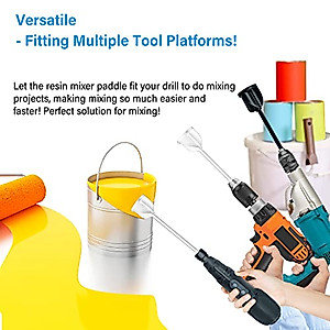 4 Pcs Resin Mixer Paddles, Epoxy Mixer Attachment for Drill, Reusable Paint Stirrer Drill Attachment for Epoxy Molds, Mixing Resin and Paint