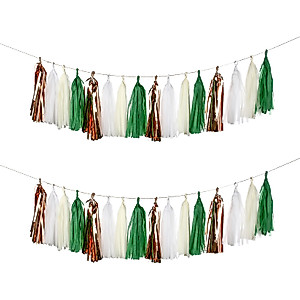 GUZON 20Pcs Wedding Party Tassel Green Champagne Gold and IvoryTassel Garland for Rustic Style Bridal Shower Baby Shower Spring Decor Birthday Eucalyptus Neutral Decorations