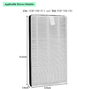 Nyingchi F1 Advanced Allergen Reduction, H13 Grade F1 HEPA Replacement Filter, Compatible with 3M Filtrete Room Air Purifier FAP-C01-F1,FAP-T02-F1, FAP-C01BA-G1, FAP-T02WA-G1, 2 Pack