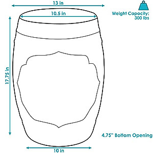 Sunnydaze Marrakesh Ceramic Garden Stool Side Table with Lattice Design - Indoor or Outdoor - 17.75-Inch H - White Glazed Finish