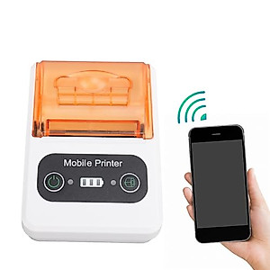 Bluetooths Thermal Receipt Printer, 58mm Handheld POS Inkless Receipt Printer, Portable Small Thermal Printer for Small Business Office Retail Store Restaurant (Orange White)