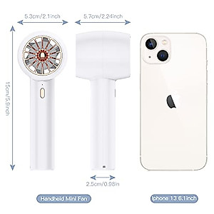 MATEPROX Mini Handheld Fan, 2000mAh Rechargeable Battery Operated Fan with 3 Speed Adjustable Removable Base, Small Portable Fan for Travel Women Kids Girls - White