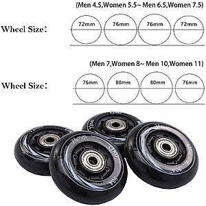 LIKU Black Professional Inline Skates Unisex (Men 11,Women 12)