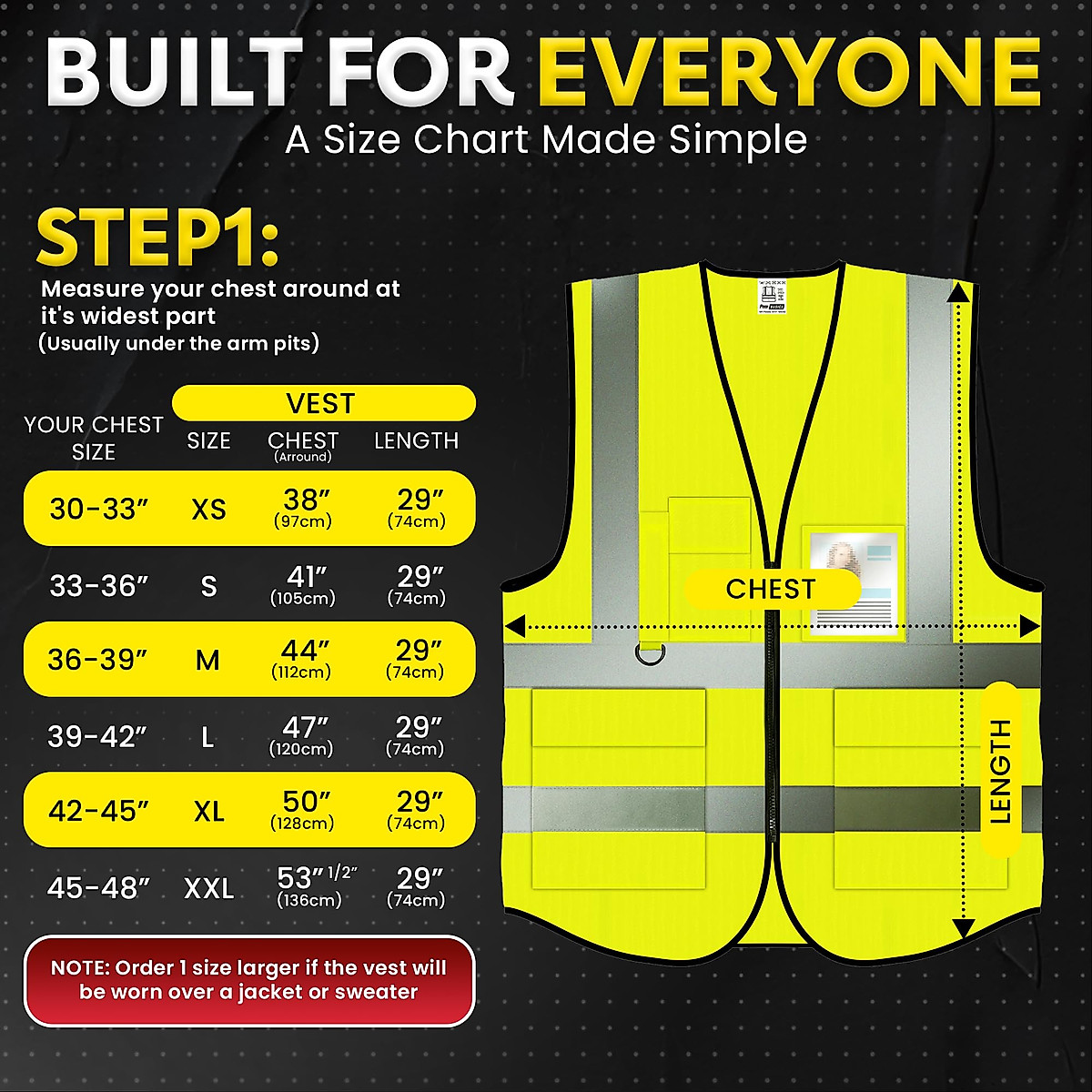 PeerBasics Safety Vest 10 Pack, Yellow, ANSI Class 2, Reflective, For Men Women Unisex, With Pockets Zipper, Breathable Mesh (Large)