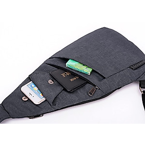 Wytidian Sling Bag Anti-Thief Crossbody Bag for Men Women Lightweight Personal Pocket Chest Bag for Travel Hiking Camping (Dark Grey)