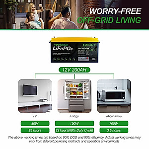 LOSSIGY 12V 200AH LiFePO4 Lithium Battery with BMS, 2560Wh Deep Cycle Power Supply, Perfect for Solar System, RV, Marine, Off Grid, Golf Cart