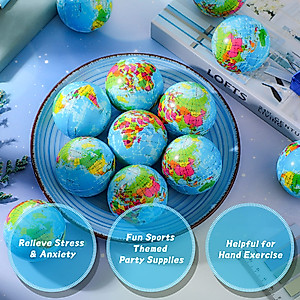 100 Pcs Mini Globe Stress Balls 2 Inch World Earth Relief Stress Balls Mini Foam Ball Bulk for Finger Exercise School Carnival Reward Party Gift Bag Stress Relief Toys