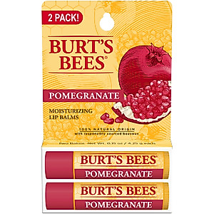 Burt's Bees Lip Balm - Pomegranate, Lip Moisturizer With Responsibly Sourced Beeswax, Tint-Free, Natural Origin Conditioning Treatment, 2 Tubes, 0.15 oz.