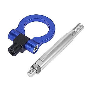 X AUTOHAUX Blue Aluminum Alloy Front Bumper Trailer Ring Eye Towing Tow Hook Screw for Subaru Impreza WRX BRZ