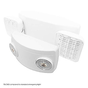 LFI Lights | Super Compact Emergency Light | White Housing | Two LED Adjustable Round Heads | Hardwired with Battery Backup | UL Listed | (2 Pack) | EL-C2