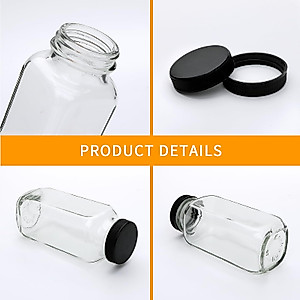 Accguan Vintage Water Bottles with Lids,8oz Reusable Glass Drinking Bottles for Juicing,Hot Sauce,Kombucha,Ginger Jar,Potion,Oil,Milk Bottles,Whiskey,Portable Travel Bottle,Smoothies Bottles(12pack)