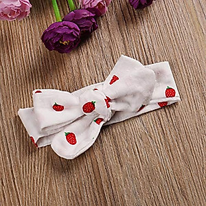 ClickMeForMoreProducts Newborn Baby Girl Strawberry Romper Ruffle Sleeve Bubble Romper Bodysuit with Headband Infant Summer Clothes (12-18months,red strawberry)