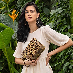 Myra Bag Pouch Delight Canvas And Cowhide Bag Upcycled Canvas, Leather & Cowhide S-2582