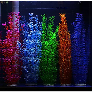 Unootel Lantian Green Round Leaves Aquarium Décor Plastic Plants Extra Large 24 Inches Tall 6513