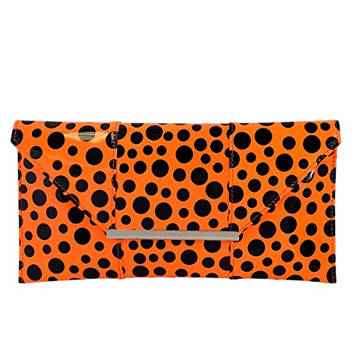 Polka Dot Patent Envelope Clutch, Orange