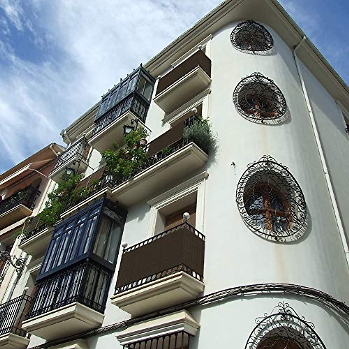 WUZMING Balcony Privacy Screen Anti-UV Outdoor Windshield Shade Net with Eyelets and Rope, 50 Sizes (Color : Brown, Size : 100x600cm)